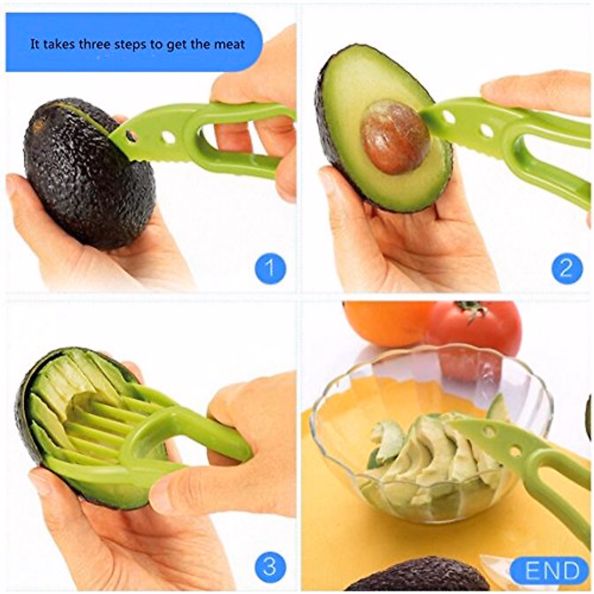 Avocado Saver And Slicer 3 In 1 / Avocado Holder/Keeper Storage Cover Silicone Food Savers / Avocado Pitter/Peeler/Cutter/Skinner And Corer Tools