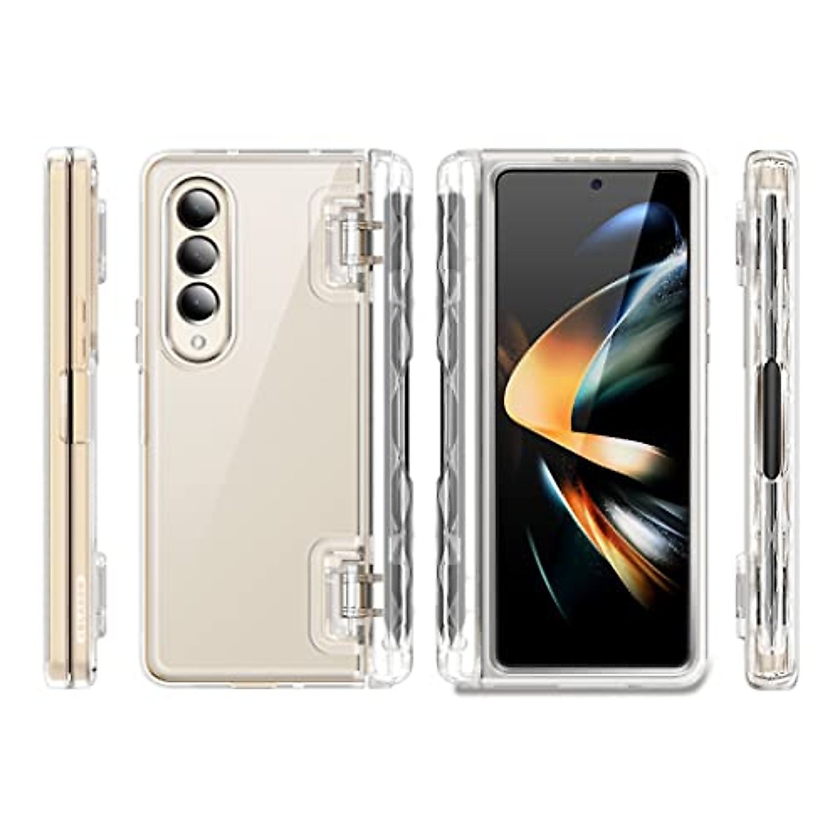 i-Blason Cosmo Series for Samsung Galaxy Z Fold 4 Case with Pen Holder 5G (2022), Stylish Protective Bumper Z Fold 4 Clear Case with Built-in Screen Protector (Clear)