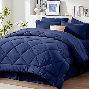 Newspin Twin Bed in a Bag 6 Pieces Comforter Set, Blue All Season Bed Set, Twin Bedding Sets with Comforter and Sheets, Pillow Sham, Flat Sheet, Fitted Sheet, Pillowcase and Bed Skirt