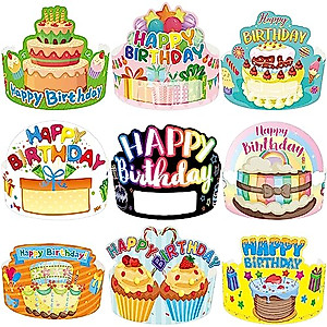 ceiba tree Birthday Crowns for Kids Classroom 36Pcs School Family Colorful Happy Birthday Hats VBS Party Supplies