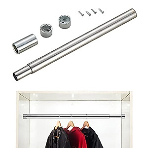 Closet Pole, Closet Rod with Telescopic Adjustment, with Wardrobe Rail Rod Pole Socket and Screws, Clothes Rod for Closet, Suitable for Wardrobes, Cabinets, Bathrooms, Balconies (12.2‘’-20.5‘’)