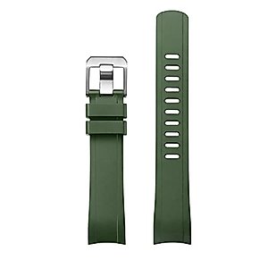 Crafter Blue RX01 Curved End Watch Band Rubber Strap Replacement for ROLEX SUBMARINER CERAMIC REF.116610, Green