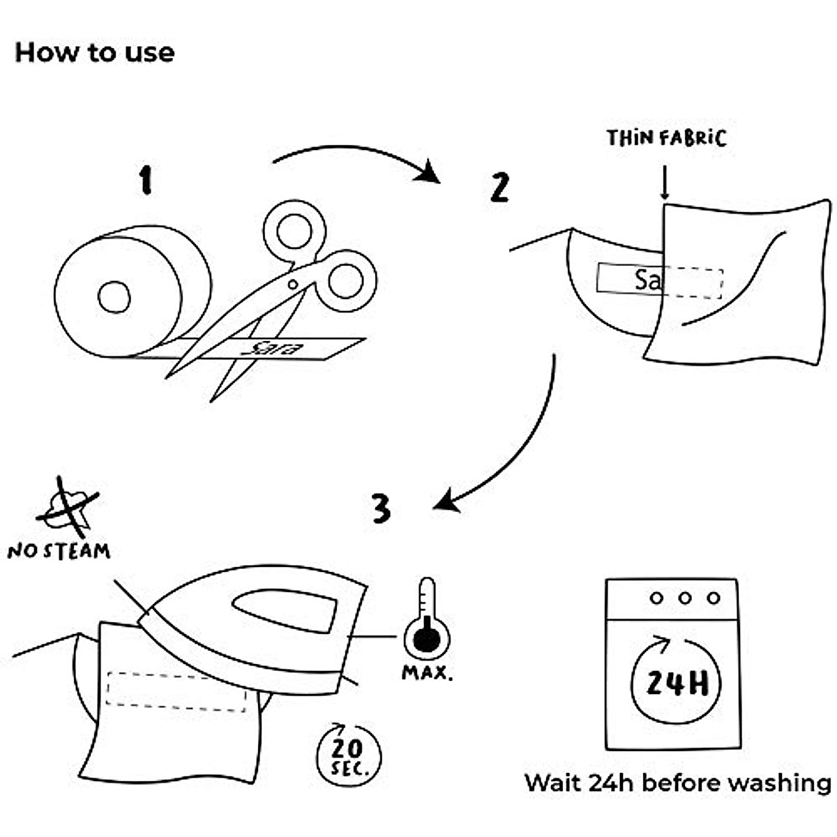 100 Personalized Iron-on Fabric Labels to Mark Your Clothes. Gentle with Your Kids Skin, for Children's School Uniform/Clothes/Clothing Labels for Kids, Baby and Children.