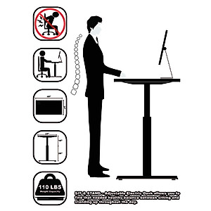 SHW Electric Height Adjustable Desk with Memory Preset, 40 x 24 Inches, White