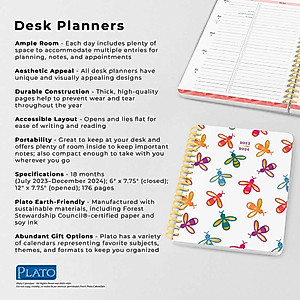 Busy Bees | 2024 6 x 7.75 Inch 18 Months Weekly Desk Planner | Foil Stamped Cover | July 2023 - December 2024 | Plato | Planning Stationery