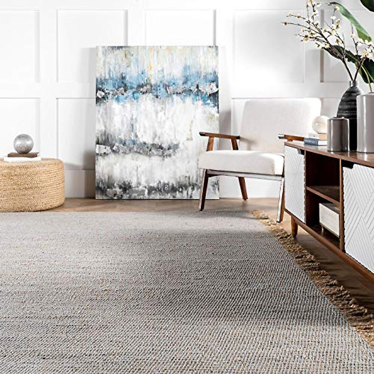 nuLOOM Flatweave Natural Fiber Fenella Area Rug, 6' x 9', Grey