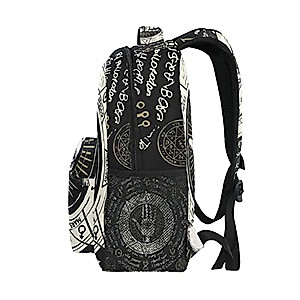 ALAZA Pen Hand with All Seeing Eye Symbol Planets Ancient Hieroglyphs Medieval Runes Spiritual Symbols Junior High School Bookbag Daypack Laptop Outdoor Backpack