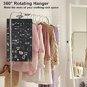 KMEOSCH Jewelry Holder Organizer, Hanging Jewelry Organizer Dual-Sided Earring Organizer Display for 300 Pairs of Earrings and Necklace Holder for 30 Necklaces-Black Jewelry Storage Organizer