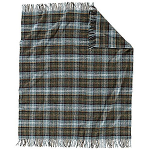 Pendleton, Eco-Wise Washable Wool Throw with Fringe, Shale Plaid