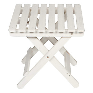 Shine Company Square Wooden Folding Solid Wood Side Table, Outdoor Adirondack Small Patio Table, Eggshell White