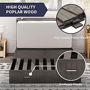 ZAFLY Murphy Bed,Murphy Bed Cabinet with Charging Station,Murphy Chest Folding Foam Mattress,Super Space-Saving Queen Large Drawers(Queen,Stone Gray) Pattern 3