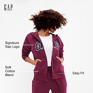 GAP womens Logo Hoodie Zip Sweatshirt, True Black V2, XX-Large US