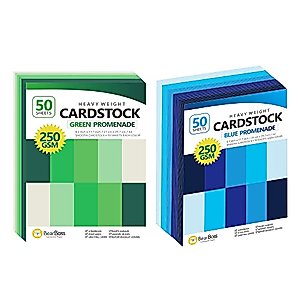 BearBoss Green Blue Navy Colored Cardstock Paper 8.5" x 11" Heavyweight 92lb Cover Card Stock for Crafts and DIY Cards Making