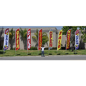Smoke Shop Business Advertising Sign. E-Cigarettes E-CIG Vapor Vape Promotional Feather Banner Swooper Flag Sign with Pole Kit and Ground Stake