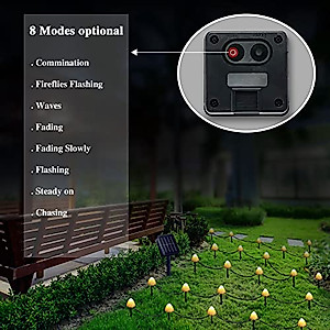T4U888 30 PCS Mushroom Solar Lights, 8 Modes Outdoor Fairy Lights with 800Mah Battery Waterproof Garden Light for Backyard Wedding Christmas Party(Warm White-1)