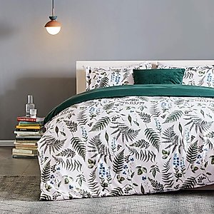 SLEEP ZONE Bedding Duvet Cover Sets Printed Pattern Tropical Plants 120gsm 1 Pillowcase Ultra Soft Zipper Closure Corner Ties, Green, Twin (68 x 90 inch | 1 Pillow Sham)