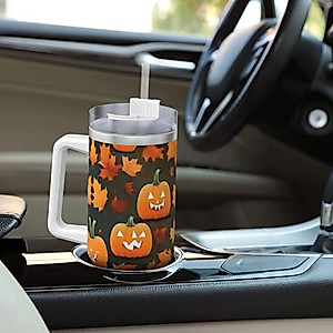 HULIBIN Happy Thanksgiving Day Pumpkin Print Double Deck Stainless Steel Travel Coffee Cup With Lid 40 Oz Ice Bully Cup
