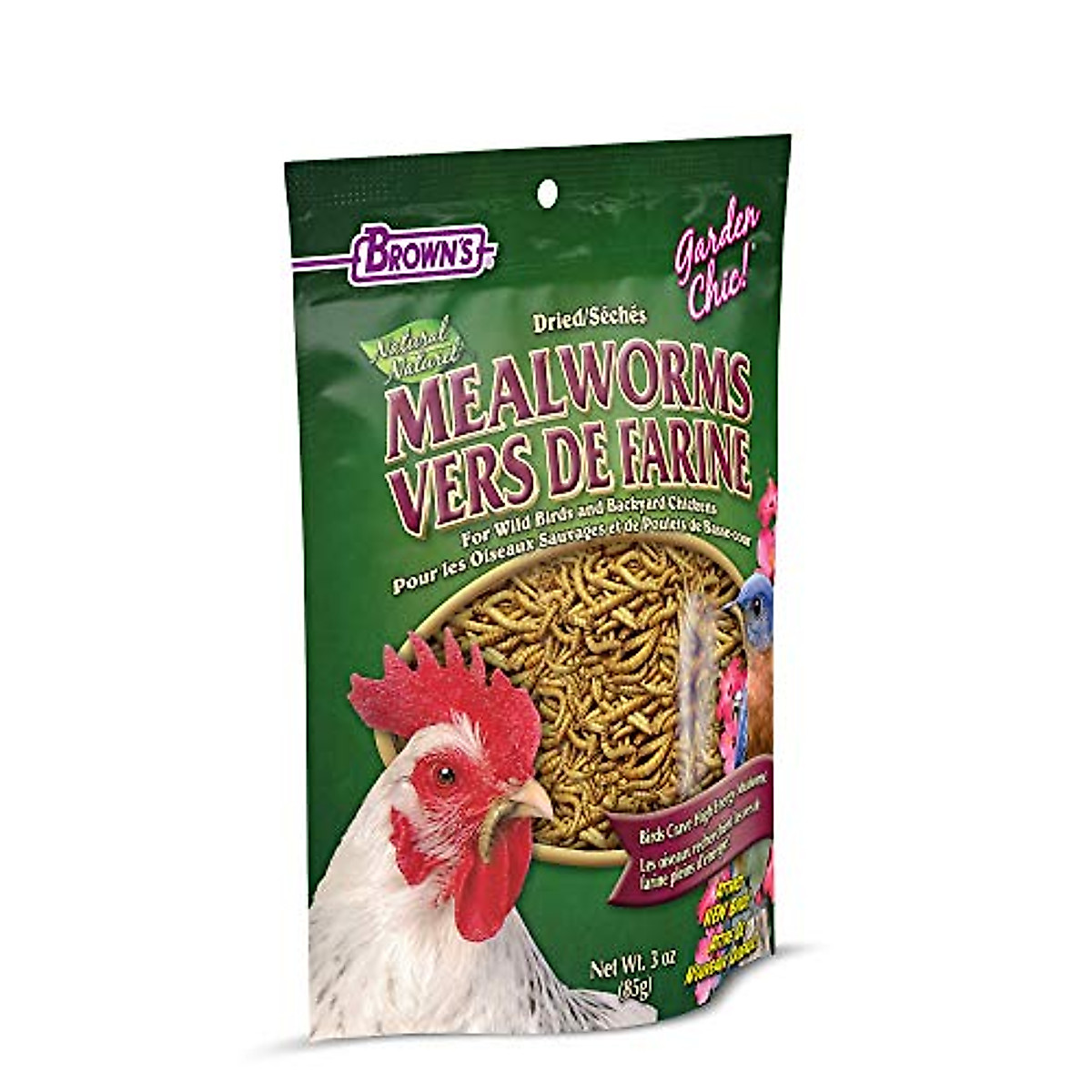 F.M. Brown's Garden Chic. Dried Mealworms for Wild Birds and Chickens - 3oz