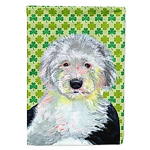 Caroline's Treasures LH9216GF Old English Sheepdog St. Patrick's Day Shamrock Portrait Flag Garden Size, Garden Size, multicolor