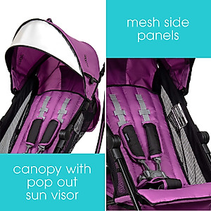 Summer 3Dlite Convenience Stroller, Orchid – Lightweight Stroller with Aluminum Frame, Large Seat Area, Mesh Siding, 4 Position Recline, Extra Large Storage Basket – Infant Stroller for Travel & More