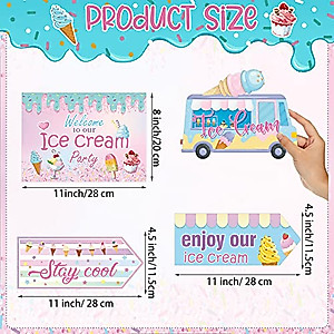 20 Pcs Ice Cream Party Decorations Ice Cream Party Sign Ice Cream Birthday Party Decorations Ice Cream Party Supplies Ice Cream Theme Party Decorations Street Photo Prop Cutouts for Home Party Decor