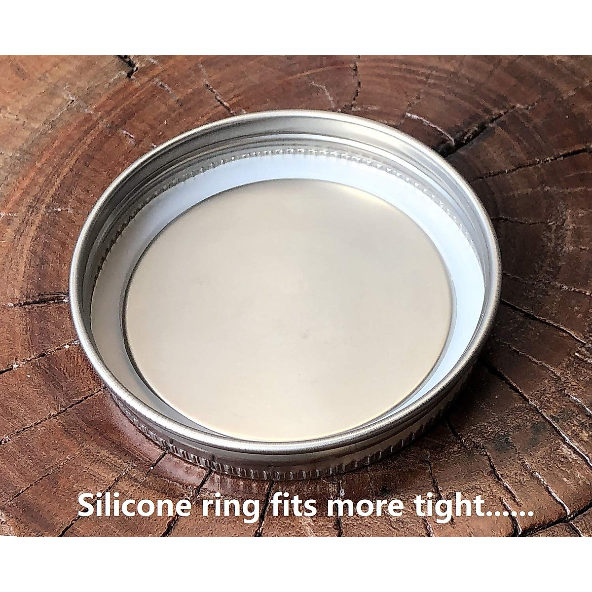 THINKCHANCES Food Grade BPA Free Rust Resistant Heavy Duty Stainless Steel Transformer Ball Mason Jar Lids Canning Caps with Leak Proof Airtight Silicone Seal (Wide Mouth, 6 Pack)