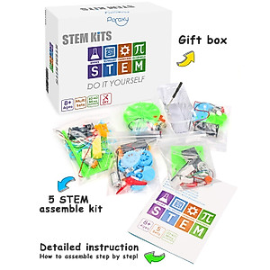 5 Set STEM Kit, STEM Projects for Kids Ages 8-12, Robotics for Kids, DC Motor Model Car Kit, Electric Building Engineering Science Experiment Kit, Toys Gifts for Boys and Girls Ages 8 9 10 11 12
