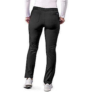 Adar Addition Scrubs for Women - Skinny Leg Cargo Drawstring Scrub Pants - A6104 - Black - L