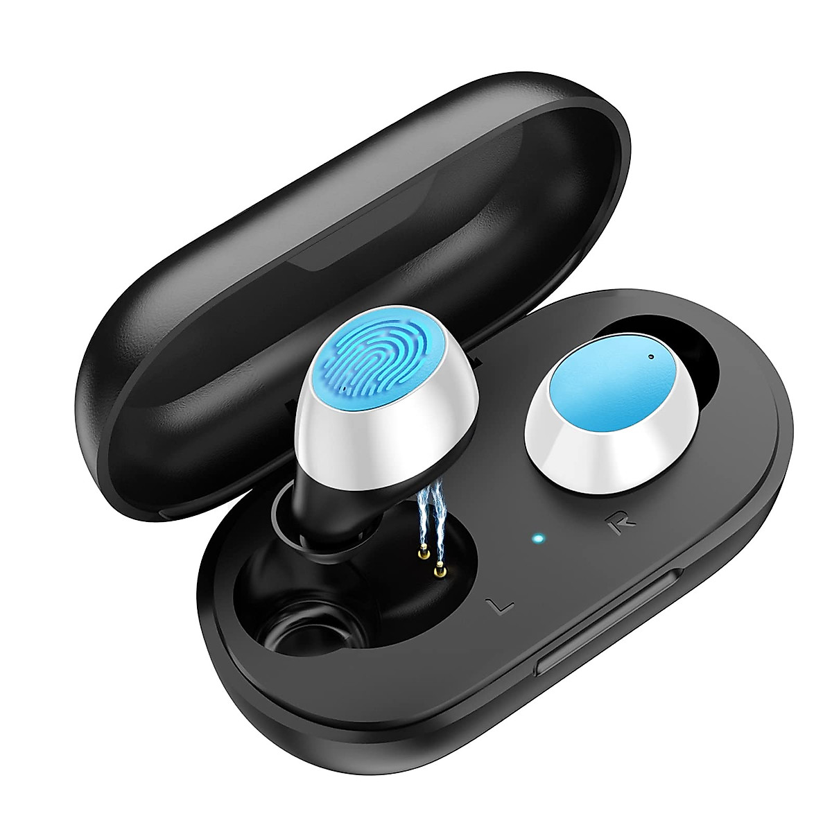 Lanteso True Wireless Earbuds, TWS Bluetooth Earbuds with Mics Clear Call Touch Control Bluetooth Headphones with Bass Sound in Ear Earphones for Music,Home Office