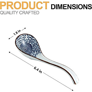 Hoilse Soup Spoons Set of 4,Asian Soup Spoon Ceramic Ramen Spoons, Japanese Soup Spoon Long Handle Perfect Depth for Dumpling, Pho, Noodles, Miso, Chinese Wonton, Dishwasher Safe