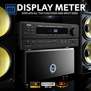 Pyle Wireless Bluetooth Power Amplifier System - 420W 5.1 Channel Home Theater Surround Sound Audio Stereo Receiver Box w/RCA, AUX, Mic w/Echo, Remote - for Subwoofer Speaker - Pyle PT588AB.5