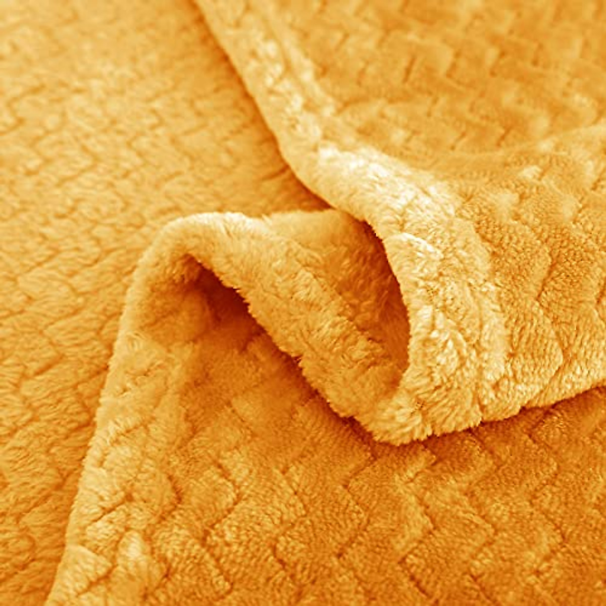 Whale Flotilla Fleece Throw Blanket for Couch with Plush Chevron Pattern, Decorative Soft Fluffy Throw Blanket for Sofa, Cozy and Lightweight, Mustard Yellow, 50x70 Inch