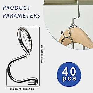 HALIFIN Hanger Connector Hooks, 40 Pcs Hanger Hooks, Stainless Steel Material is Strong and Durable Metal Hanger for Clothes Space Saving Hanger(Silver)