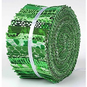 Soimoi 40Pcs Tie Dye Print Cotton Precut Fabrics for Quilting Craft Strips 2.5x42inches Jelly Roll - Green