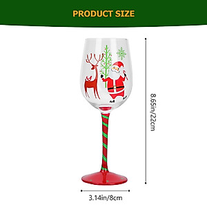 Angoily Christmas Wine Glasses with Stem, Santa Claus and Elk Glass Christmas Wine Goblets Cups for Home Bar and Nightclub, Christmas Cocktails Glasses Goblet for Xmas Holiday Wineglass Gift