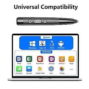 Miritz 4-in-1 Wireless Presenter Clicker with Telescopic Pointer, Presentation Clicker, Stylus Pen - USB Dongle Plug and Play, Rechargeable - Compatible with Smart Board, PC, Laptop, Mac