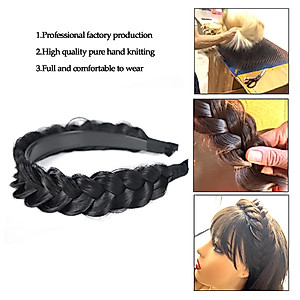 STHEJFB Wide Braided Headband Hoop Fashion Hair Accessories Elastic Non-slip Band for Women and Girl (Black)