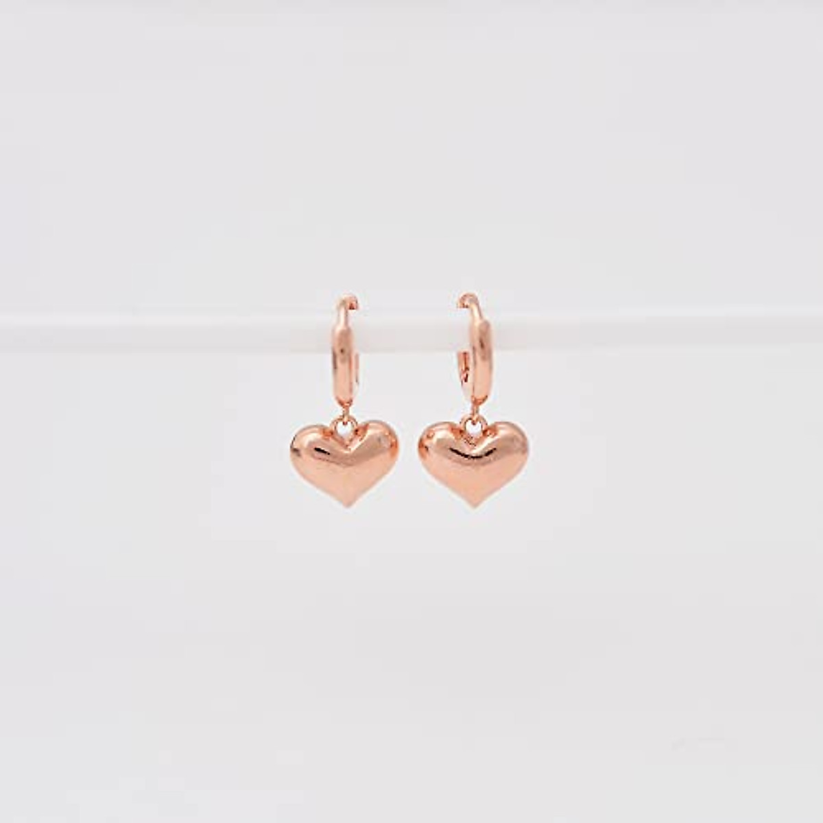 Dainty Puffy Heart Huggie Hoop Earrings • Gold Silver Rose Hoops • 3D Heart • Love Heart Dangle Earrings • Gift for Her • Minimalist 274