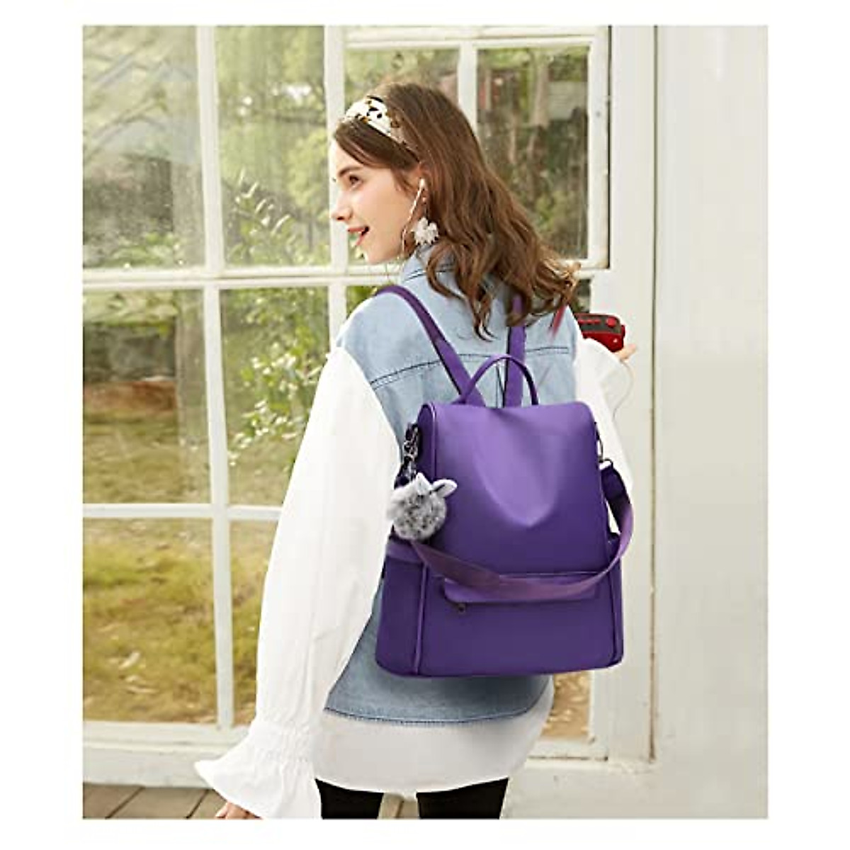 YOUNNE Women Fashion Backpack Purse Anti Theft Waterproof Designer Travel Bag Lightweight Casual Shoulder Bag Satchel Bag(Purple)