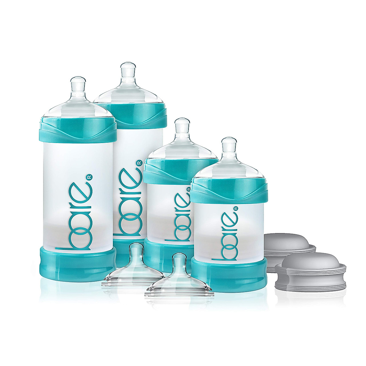 Bare Air-Free Starter Set feeding system with Easy-latch (for baies fed with baby bottles) by Bittylab. Airfree technology cuts down on reflux, colic, gas, fuss & sleep troubles. Easy instructions.
