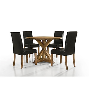 Dining Room Kitchen Table Chairs Set Model 3088 5pc Color Driftwood Complete Set 1 Table with 4 Chairs