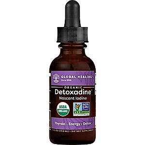 Global Healing Center Detoxadine and Selenium Kit-Organic Nascent Liquid Iodine Supplement Drops & Vegan Antioxidant for Thyroid Support & Normal Immune System Health-Women & Men-1 Fl Oz & 60 Capsules