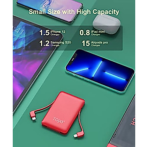 TG90° 2 Pack 6000mah Power Bank Built in Cable Portable Phone Charger Compatible with iPhone Android Phones
