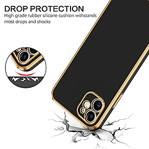 BENTOBEN Compatible with iPhone 11 Case, Slim Luxury Electroplated Bumper Women Men Girl Protective Soft Case Cover with Strap for iPhone 11 6.1 inch,Black/Gold