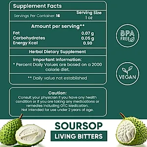 Herboganic Soursop Bitters Liquid | Natural Living Bitters for overall wellness 16 OZ | Soursop Bitters