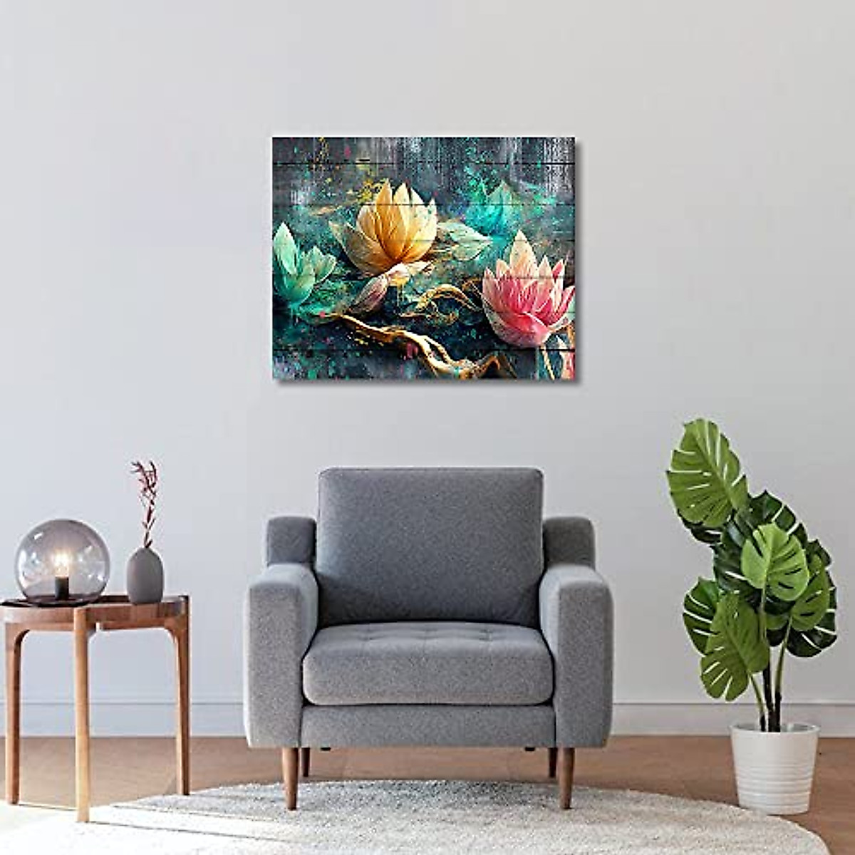 TUMOVO Paint by Numbers for Adults Flowers - Oil Painting for Adults Kids Paint by Number Kids Paint by Number Kits Adult Paint by Number DIY Acrylic Paint by Number Vintage Lotus, 16"x20"