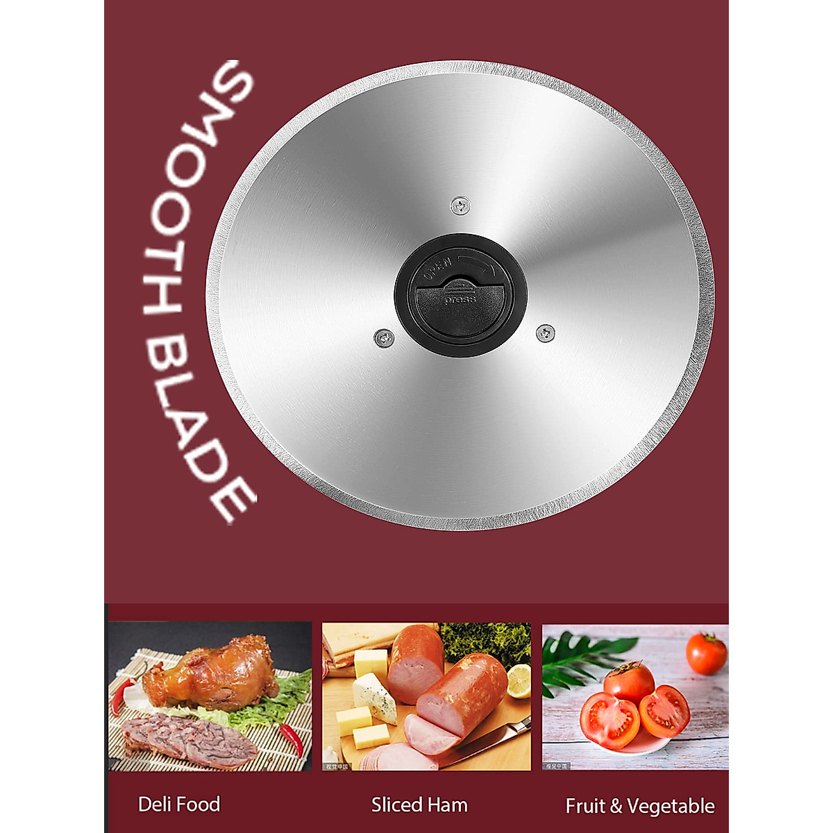 Meat Slicer Blade, Fohere 7.5'' Smooth Stainless Steel, Food Slicer Serrated Blade only for Fohere Meat Slicer