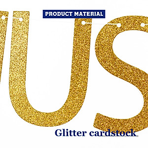 Firefairy™ Shit Just Got Real Gold Glitter Bunting Banner for Funny Wedding, Engagement, Bachelorette,Pregnancy Announcement,Bar Sign