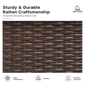 MFSTUDIO Patio PE Rattan Chairs Set of 2, Outdoor Patio Wicker Chairs - Metal Frame, Waterproof Cushions and Removable Covers, 350lbs