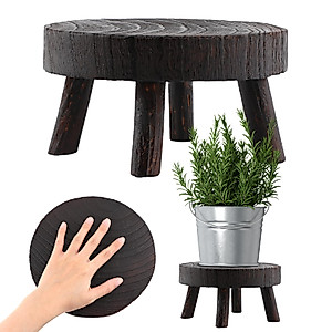 Wooden Step Stools,Small Portable Wood Stepping Stools with Smooth Cutting Edge for Kids Adults,Non-SlipRound Step Stool for Bedroom Living Room Blcony Bathroom Kitchen ﻿(L,Color:Dark Brown)